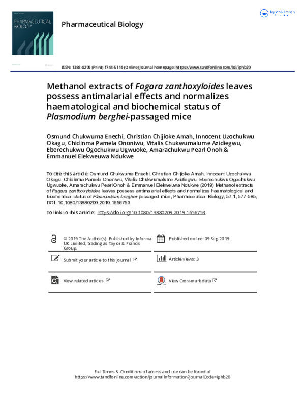 (PDF) Methanol extracts of Fagara zanthoxyloides leaves possess ...