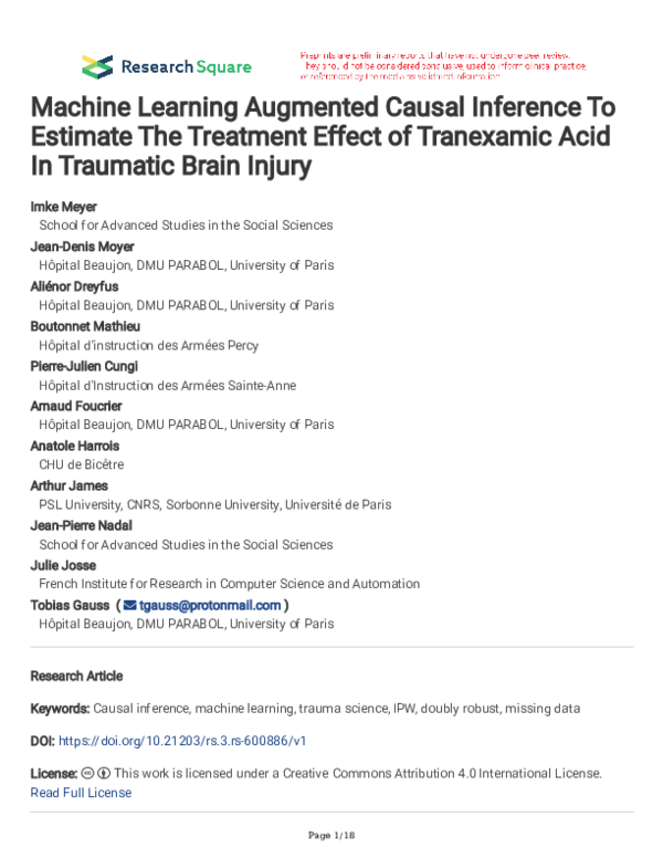 (PDF) Machine Learning Augmented Causal Inference To Estimate The ...