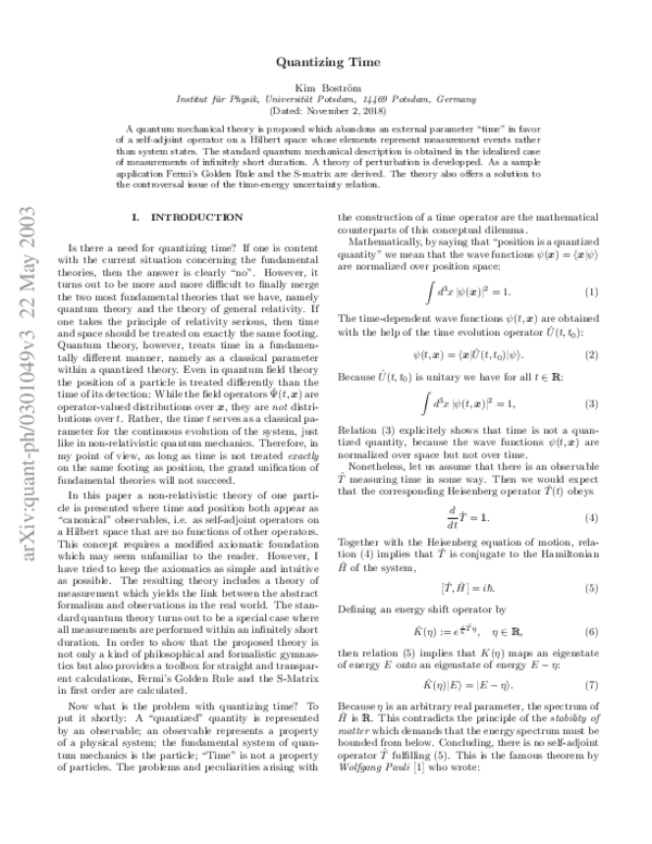 (PDF) Quantizing Time