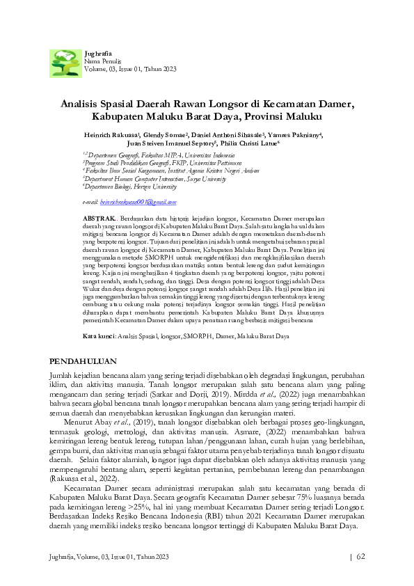 (PDF) Analisis Spasial Daerah Rawan Longsor di Kecamatan Damer ...