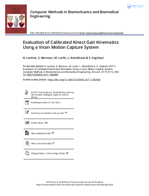 (PDF) Evaluation of Calibrated Kinect Gait Kinematics Using a Vicon Motion Capture System