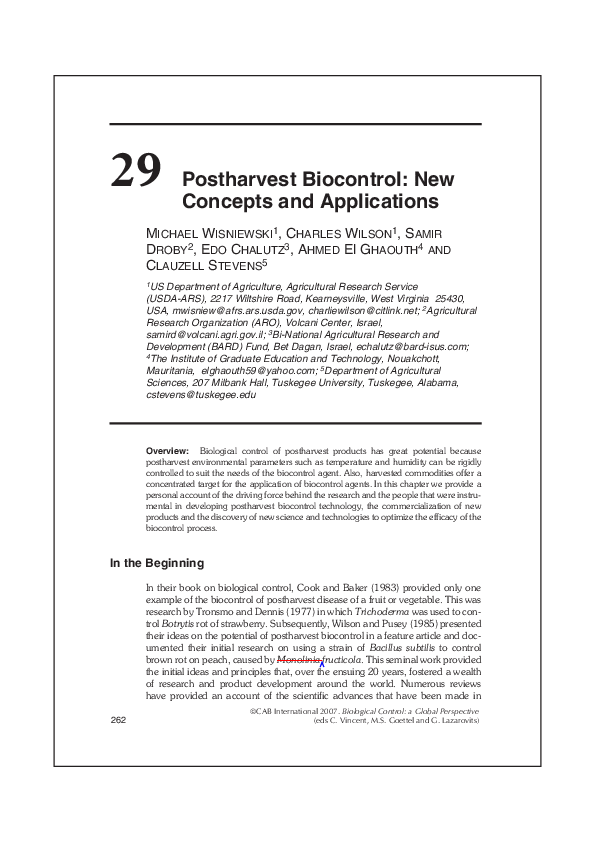 (PDF) Postharvest biocontrol: new concepts and applications