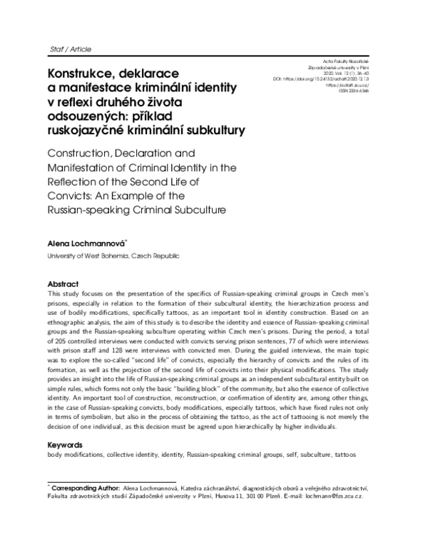 (PDF) Construction, Declaration and Manifestation of Criminal Identity ...