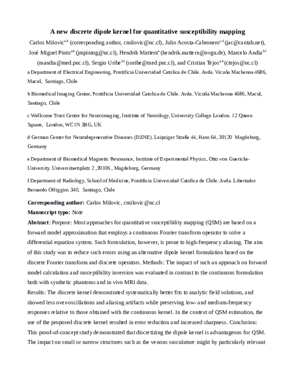 (PDF) A new discrete dipole kernel for quantitative susceptibility mapping
