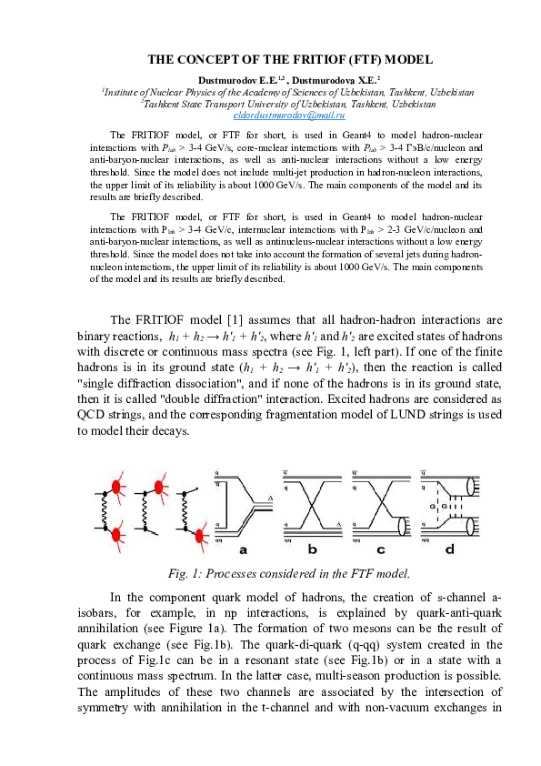 (DOC) THE CONCEPT OF THE FRITIOF (FTF) MODEL