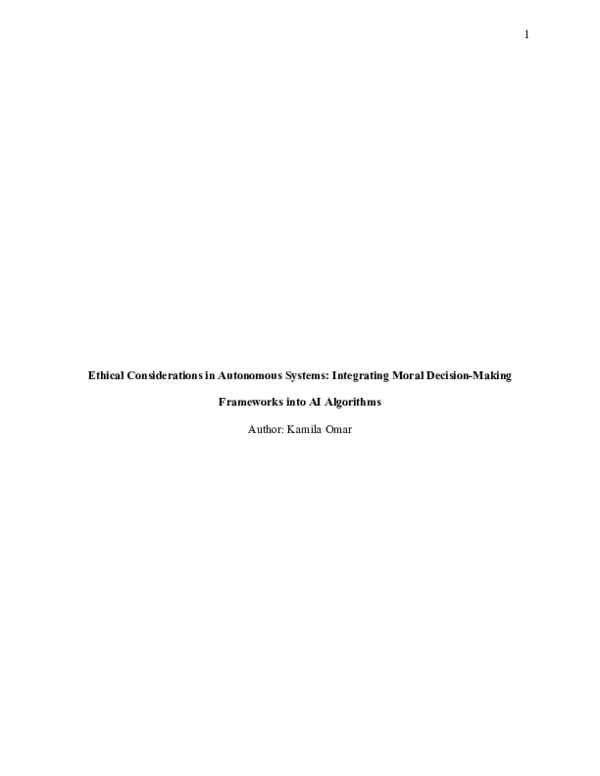 (DOC) Ethical Considerations in Autonomous Systems Integrating Moral Decision-Making Frameworks ...