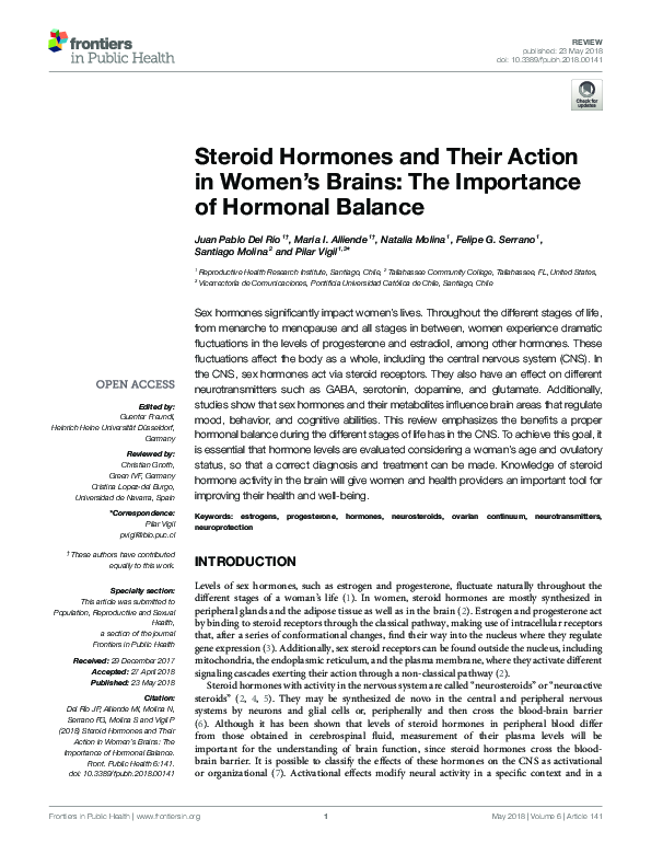 (PDF) Steroid Hormones and Their Action in Women's Brains: The ...