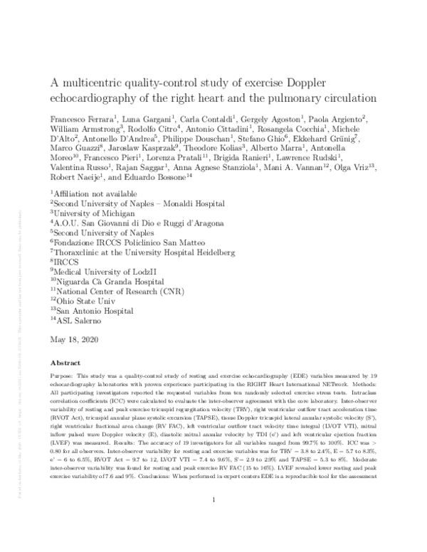 (PDF) A multicentric quality-control study of exercise Doppler ...
