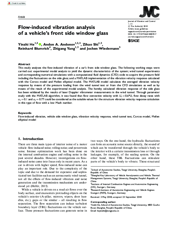 (PDF) Flow-induced vibration analysis of a vehicle's front side window ...