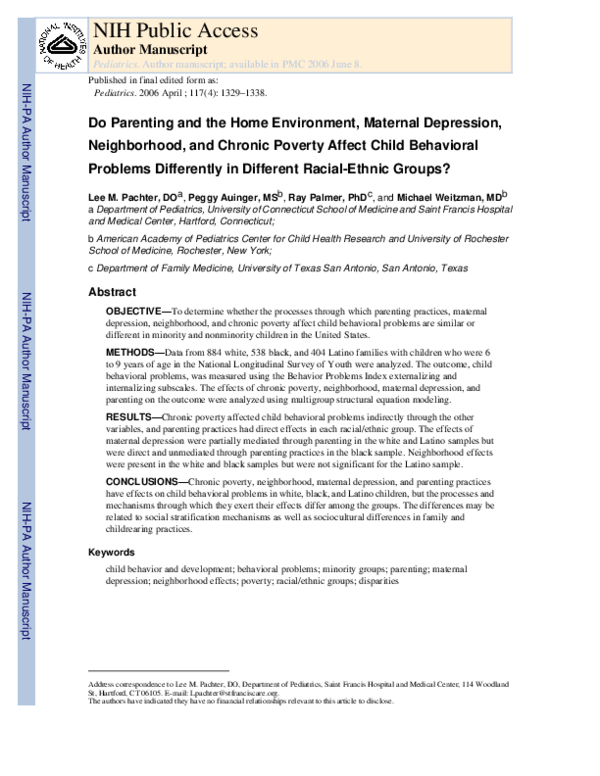 (PDF) Do Parenting and the Home Environment, Maternal Depression ...
