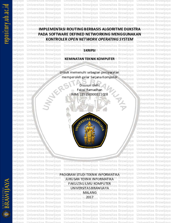 Pdf Implementasi Routing Berbasis Algoritme Dijkstra Pada Software Defined Networking