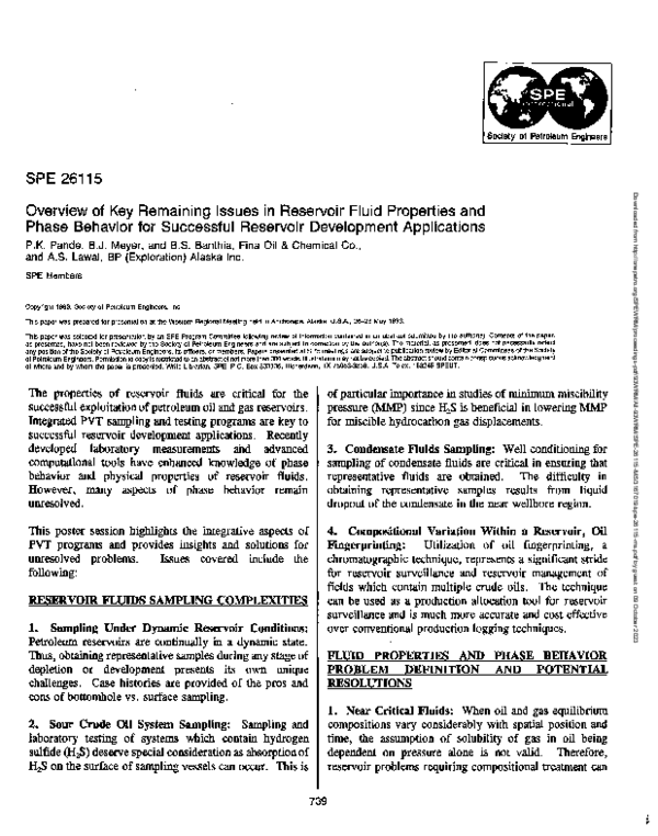 (PDF) Overview of Key Remaining Issues in Reservoir Fluid Properties and Phase Behavior for ...