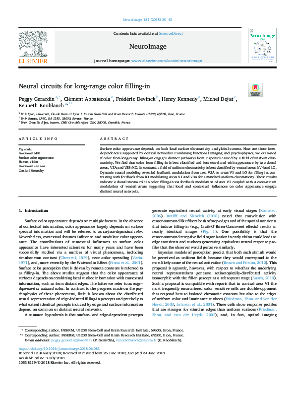 (PDF) Neural circuits for long-range color filling-in