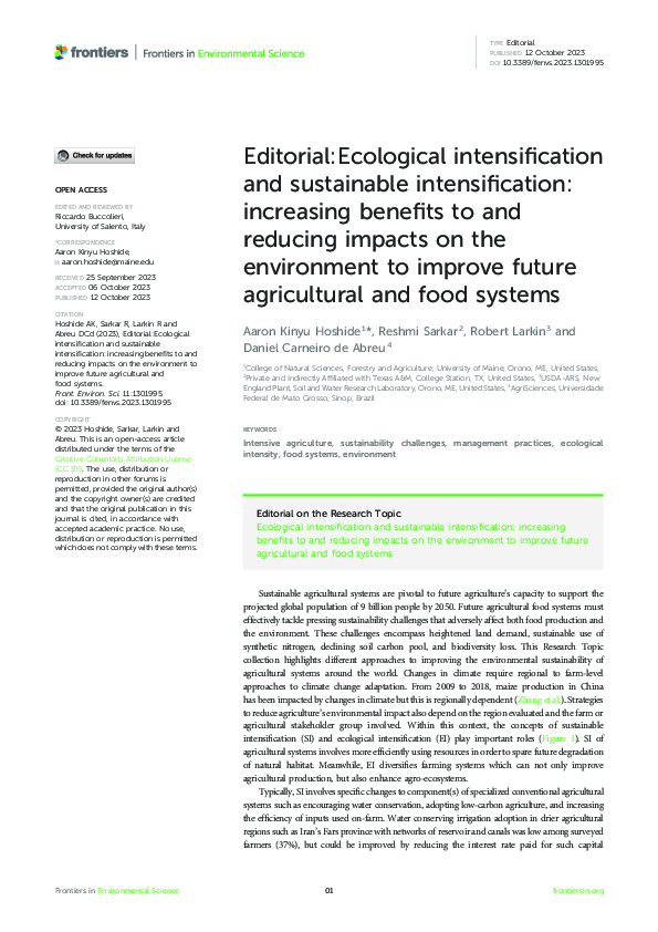 (PDF) Ecological Intensification and Sustainable Intensification ...