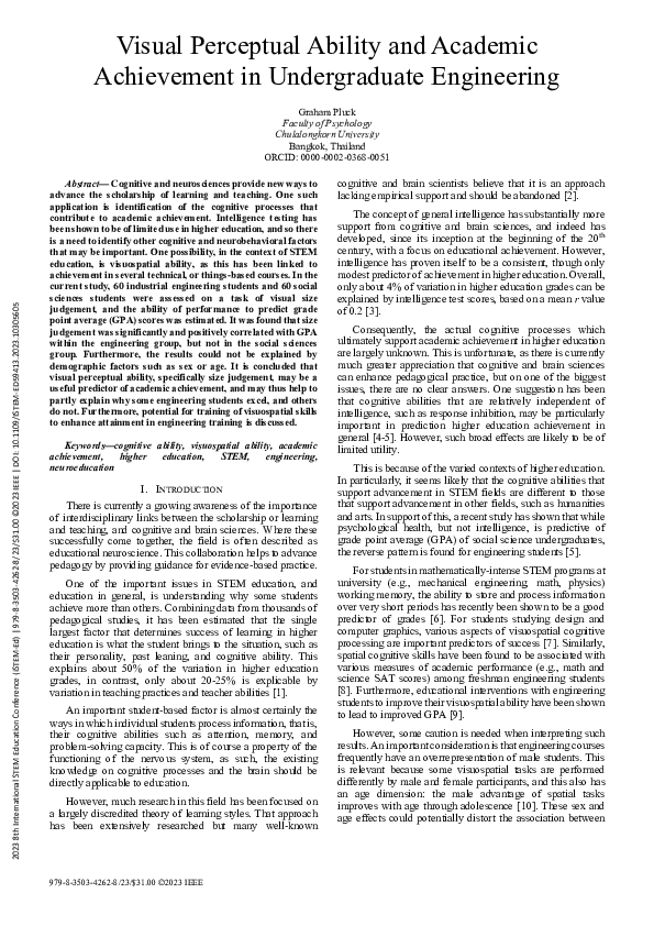 (PDF) Visual Perceptual Ability and Academic Achievement in ...