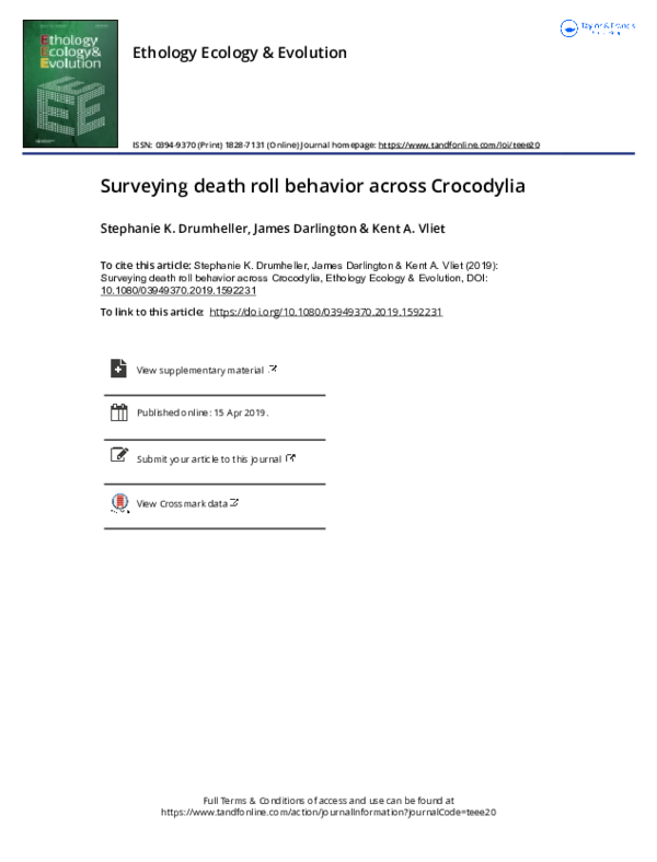 (PDF) Surveying death roll behavior across Crocodylia