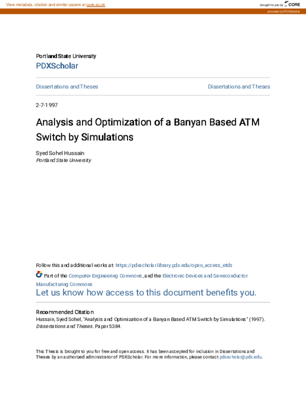 (PDF) Analysis and optimization of a Banyan based ATM switch by simulations