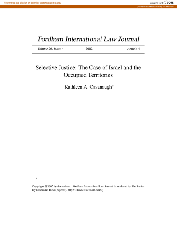 (PDF) Selective Justice: The Case of Israel and the Occupied Territories