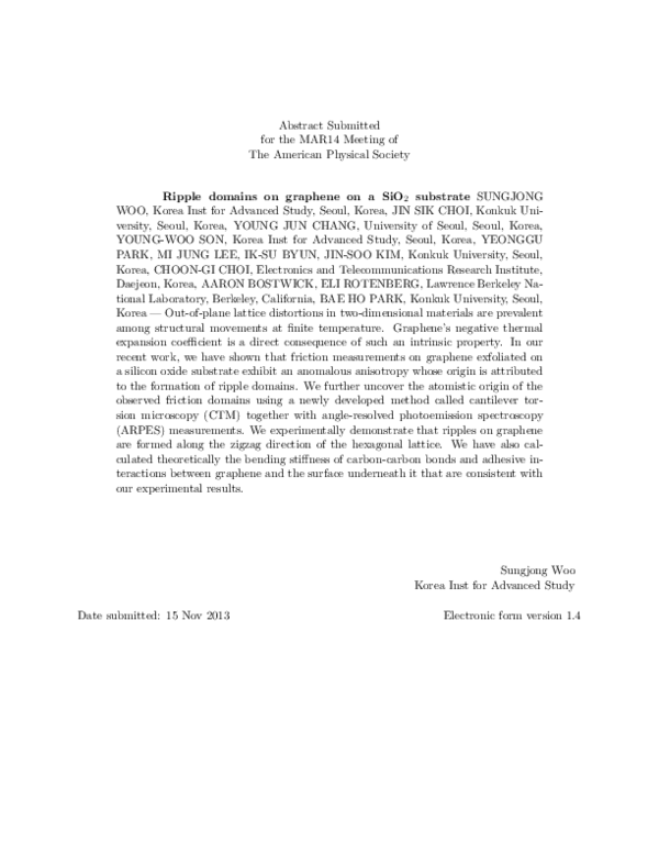 (PDF) Ripple domains on graphene on a SiO $ _2 $ substrate