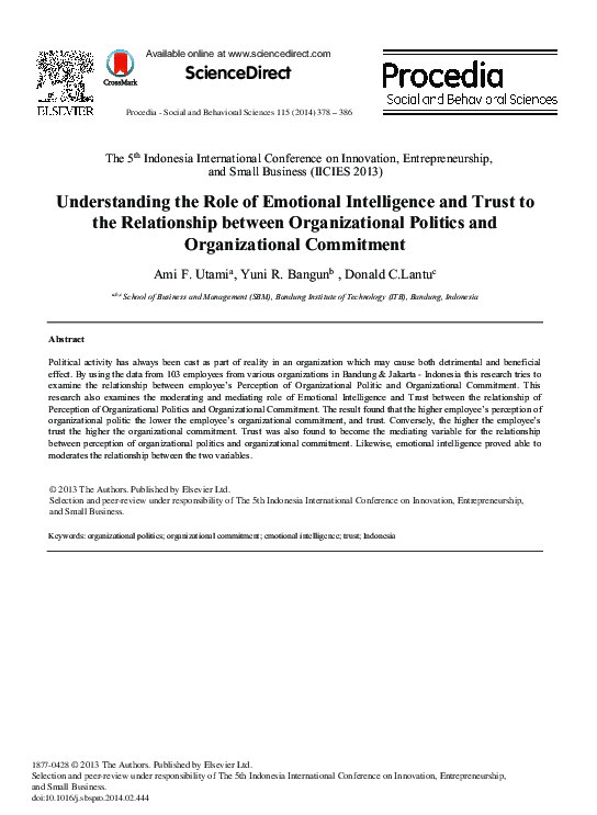 (PDF) Understanding the Role of Emotional Intelligence and Trust to the Relationship between ...