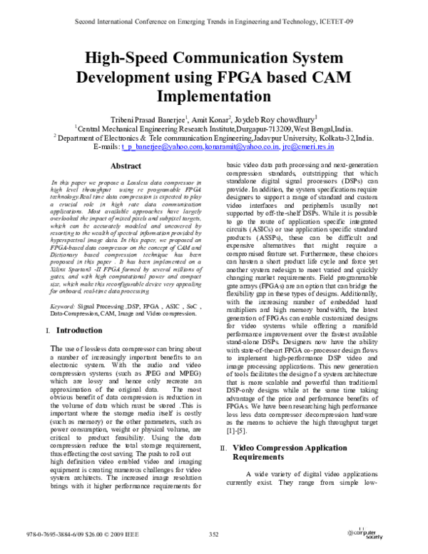 Pdf High Speed Communication System Development Using Fpga Based Cam Implementation