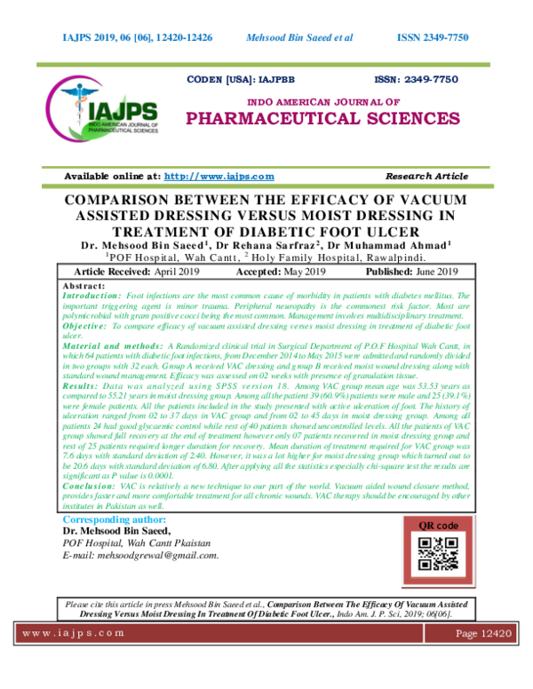 (PDF) Vacuum assited wound closure and normal saline dressing in ...