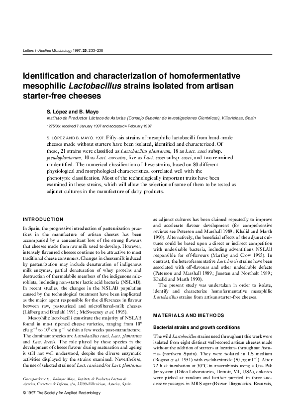 (PDF) Identification and characterization of homofermentative ...