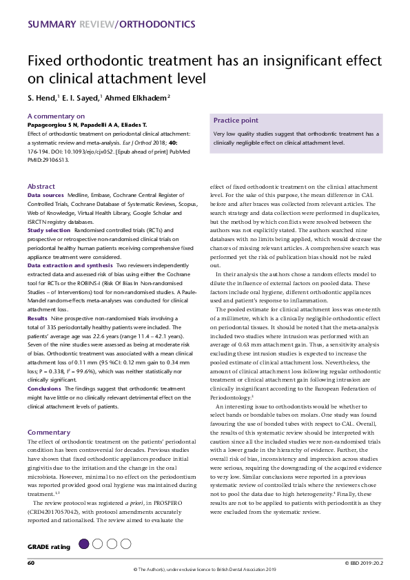 (PDF) Fixed orthodontic treatment has an insignificant effect on ...