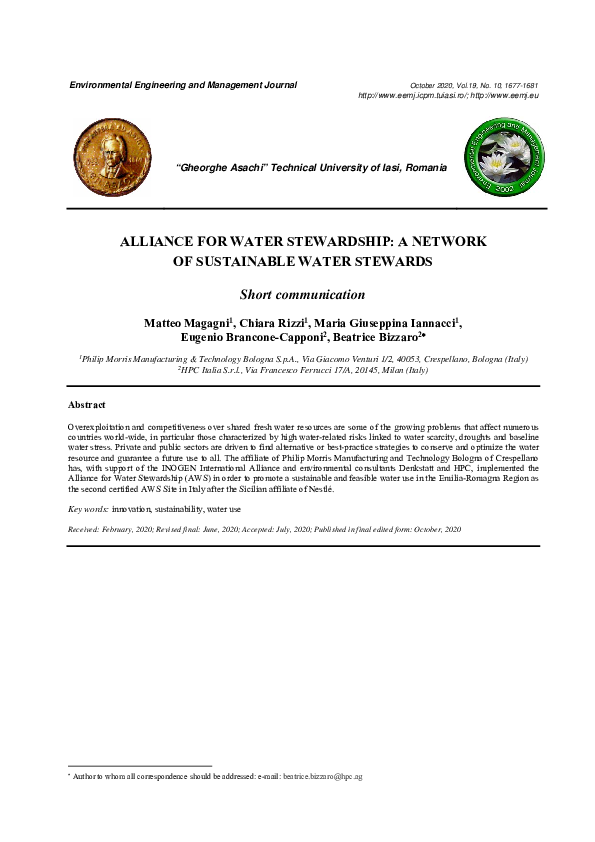 (PDF) Alliance for Water Stewardship: A Network of Sustainable Water ...