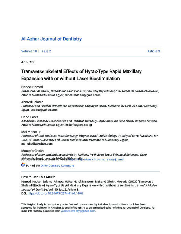 (PDF) Transverse Skeletal Effects of Hyrax-Type Rapid Maxillary ...