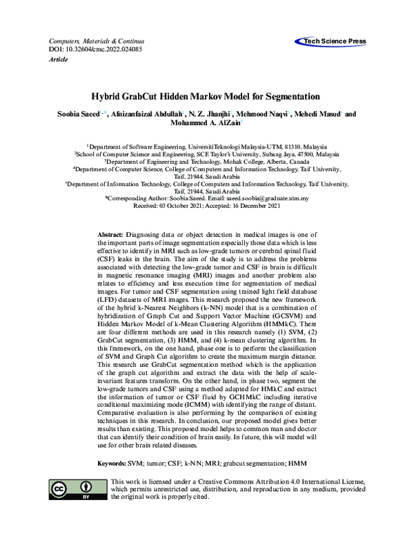(PDF) Hybrid GrabCut Hidden Markov Model for Segmentation