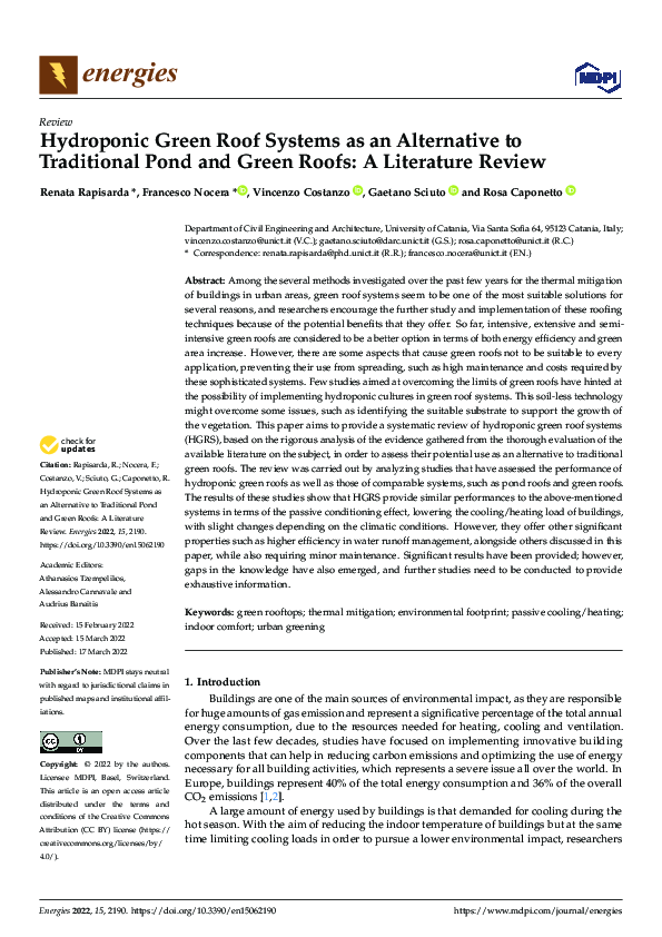 (PDF) Hydroponic Green Roof Systems as an Alternative to Traditional ...