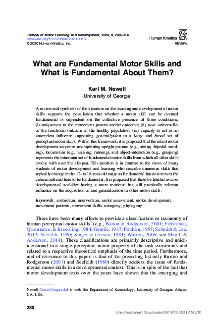 (PDF) What are Fundamental Motor Skills and What is Fundamental About Them?