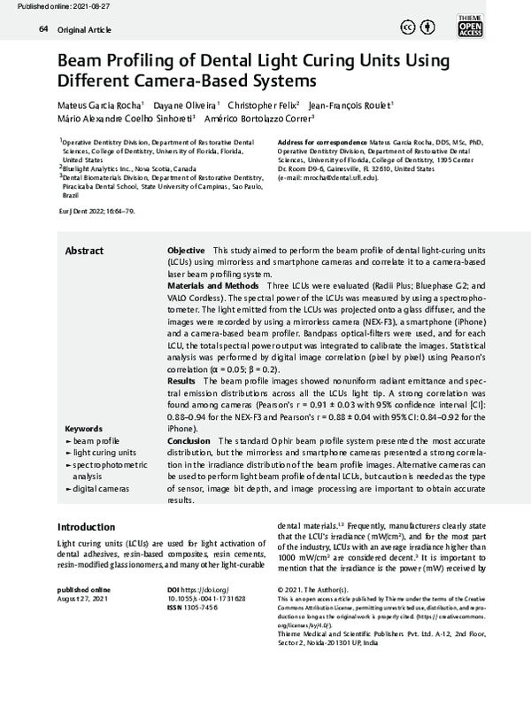 (PDF) Beam Profiling of Dental Light Curing Units Using Different ...