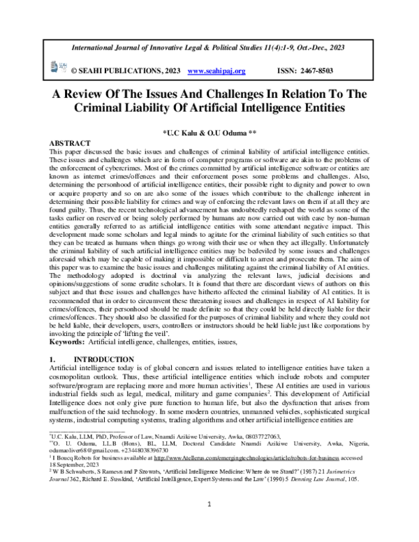 (PDF) A Review Of The Issues And Challenges In Relation To The Criminal ...