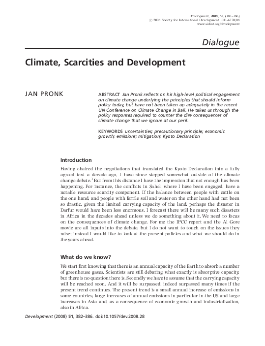 (PDF) Climate, Scarcities and Development