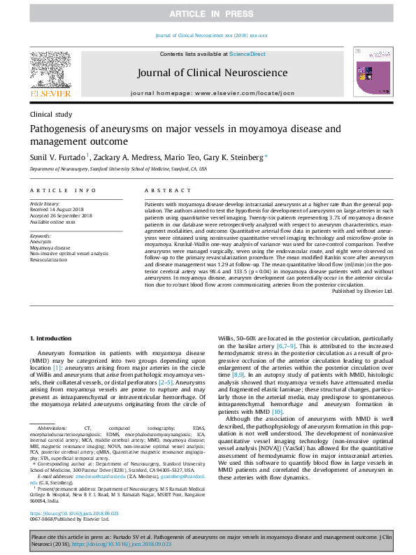 (PDF) Pathogenesis of aneurysms on major vessels in moyamoya disease ...