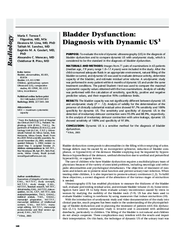 (PDF) Bladder Dysfunction: Diagnosis with Dynamic US