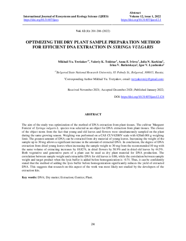 (PDF) Optimizing the Dry Plant Sample Preparation Method for Efficient ...