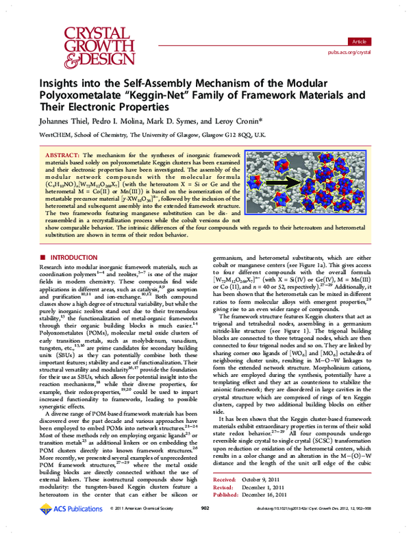 (PDF) Insights into the Self-Assembly Mechanism of the Modular Polyoxometalate “Keggin-Net ...