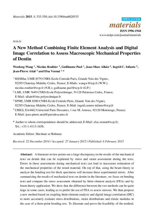 (PDF) Article A New Method Combining Finite Element Analysis and Digital Image Correlation to ...
