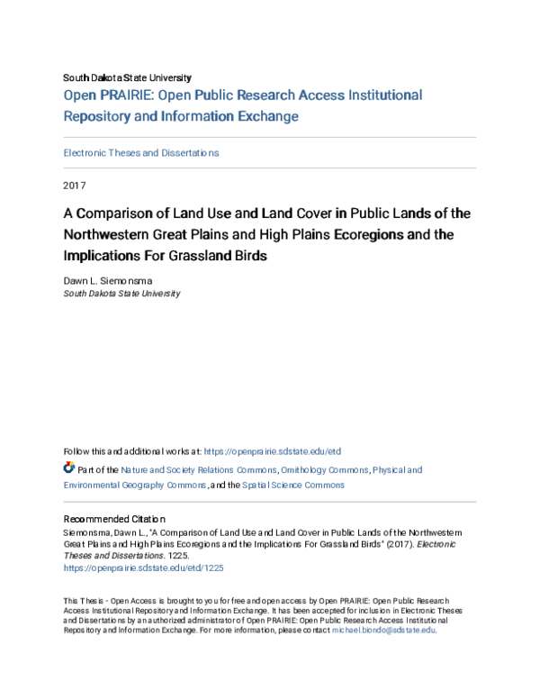 (PDF) A Comparison of Land Use and Land Cover in Public Lands of the ...