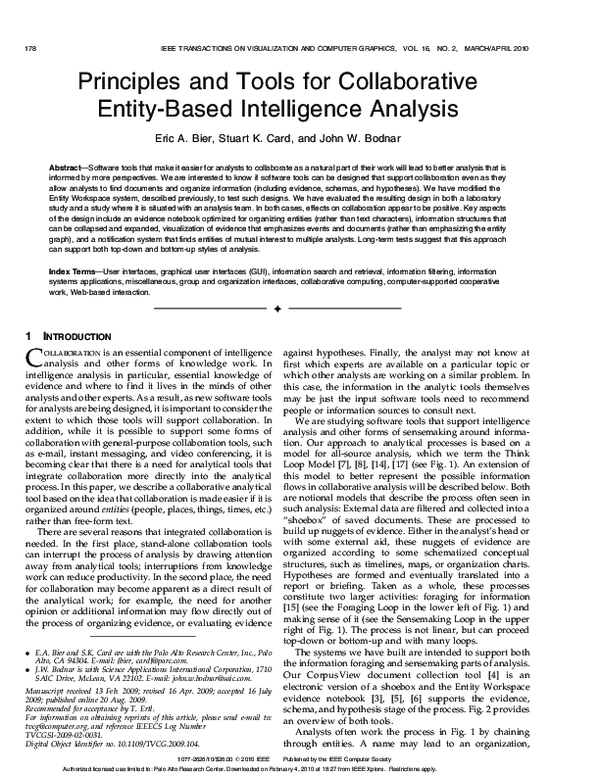 (PDF) Principles and Tools for Collaborative Entity-Based Intelligence Analysis