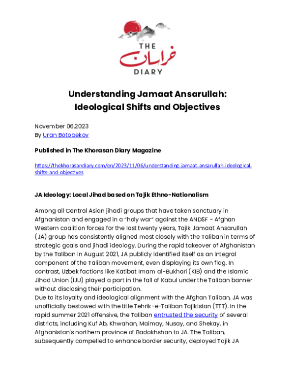 (PDF) Understanding Jamaat Ansarullah: Ideological Shifts and Objectives