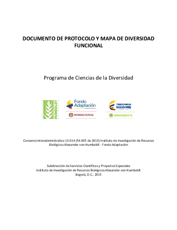 (PDF) Protocolo y mapa de diversidad funcional