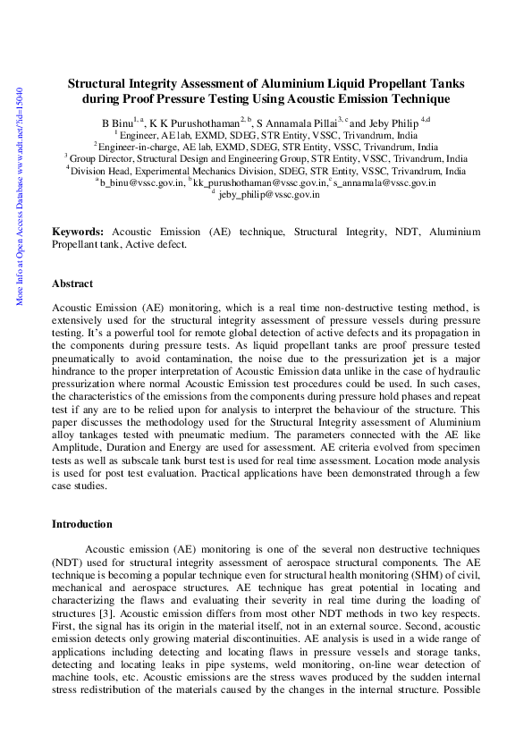 (PDF) Structural Integrity Assessment of Aluminium Liquid Propellant ...