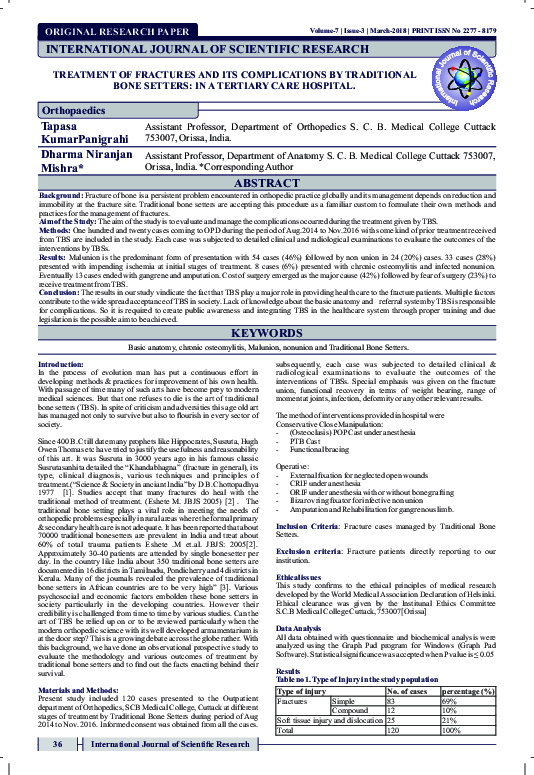 (PDF) Treatment of Fractures and Its Complications by Traditional Bone ...