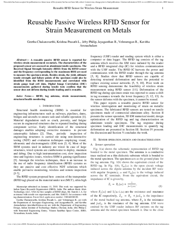 (PDF) Reusable Passive Wireless RFID Sensor for Strain Measurement on ...