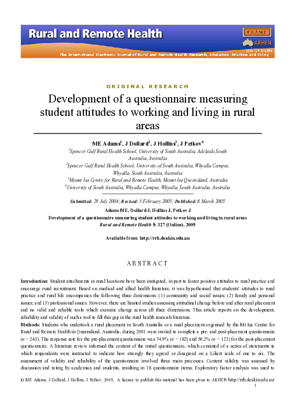(PDF) Development of a questionnaire measuring student attitudes to ...