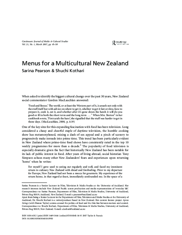 (PDF) Menus for a Multicultural New Zealand